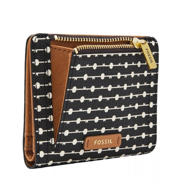 Fossil | Bags | New Fossil Logan Small Bifold Wallet Black Stripe Rfid ...